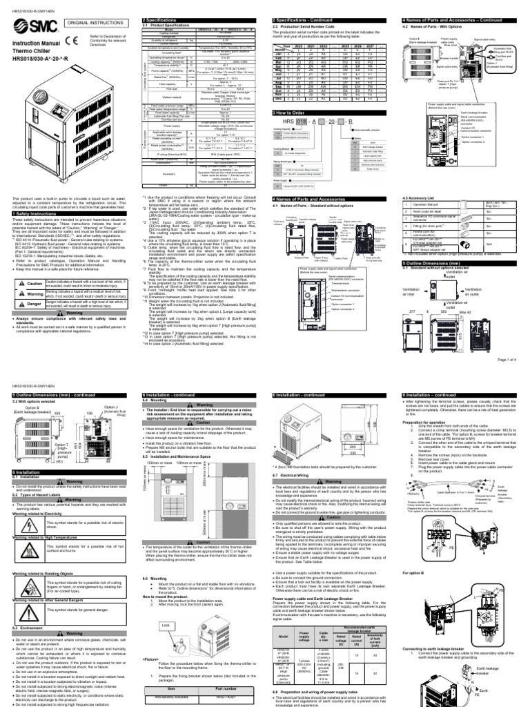 Chiller SMC Manual | PDF | Electrical Engineering | Electricity
