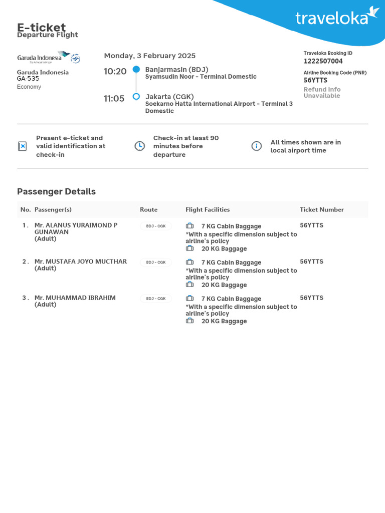Flight#1 Alanus Yuraimond P Gunawan BDJ 56ytts CGK Flight - Originating ...