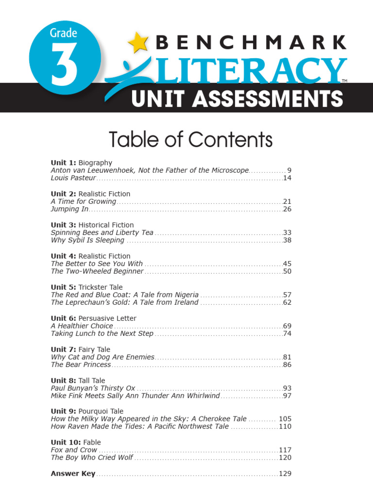 Benchmark - Literacy Grade 3 - Unit Assessments | PDF | Louis Pasteur ...