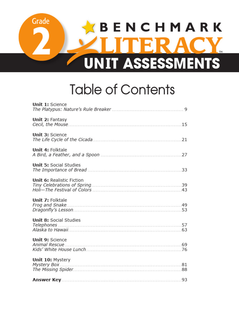 Grade 2 Benchmark Literacy Assessments | PDF | Multiple Choice ...
