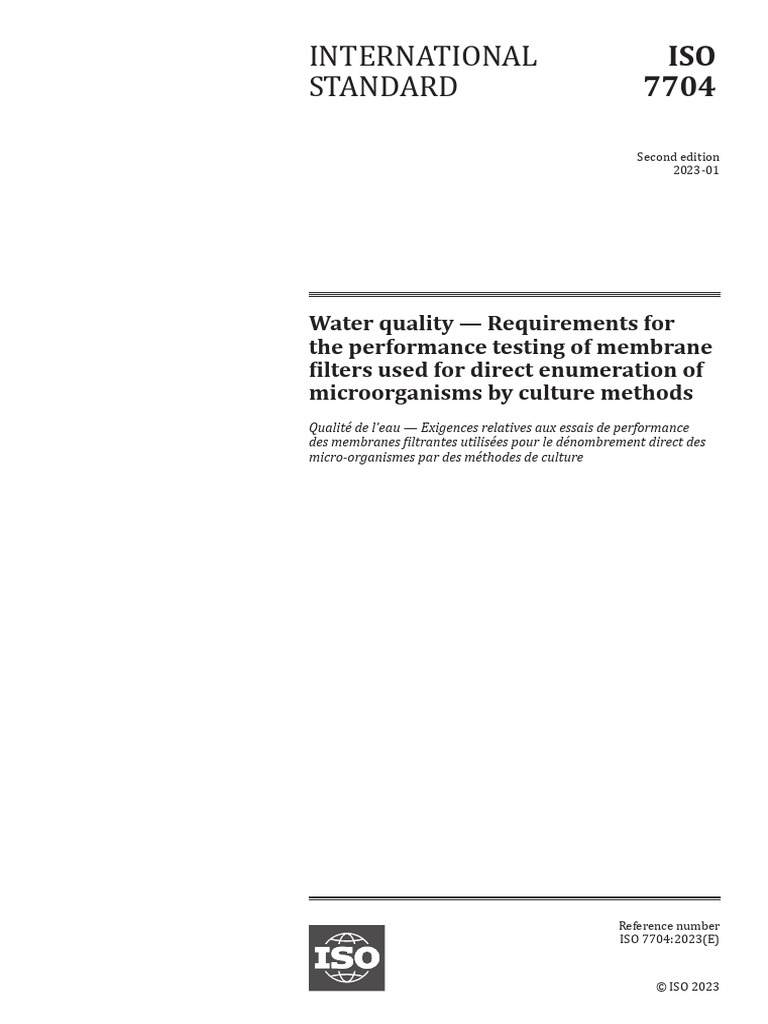 Iso 7704 - 2023 | PDF | Growth Medium | Filtration