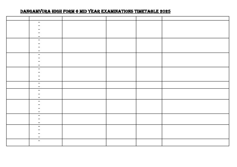 Form 6 Mid-Year Exam Timetable 2025 | PDF