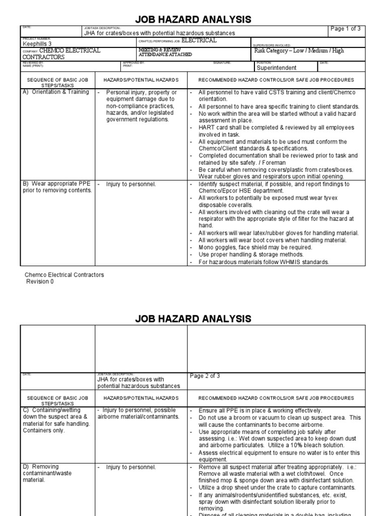 Hazard Analysis for Crating Hazards | PDF | Housekeeping | Personal ...
