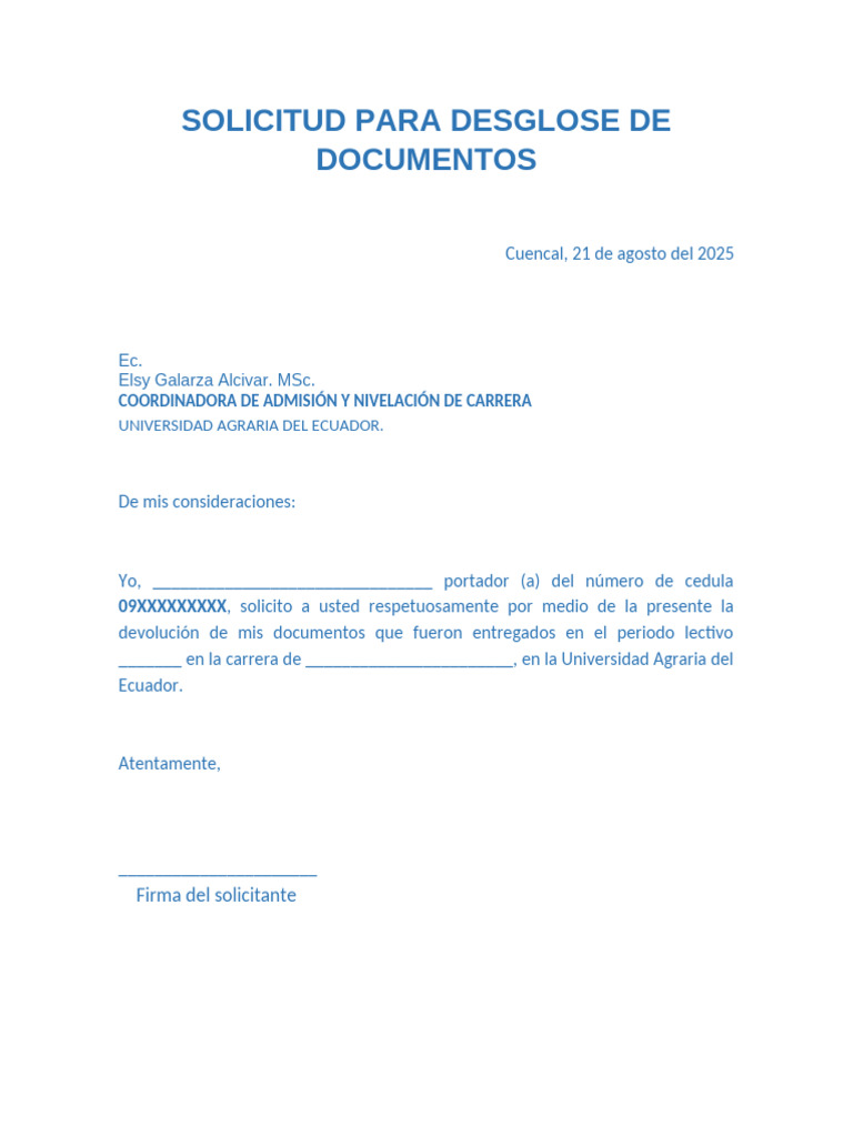 Solicitud para Retiro de Documentos | PDF