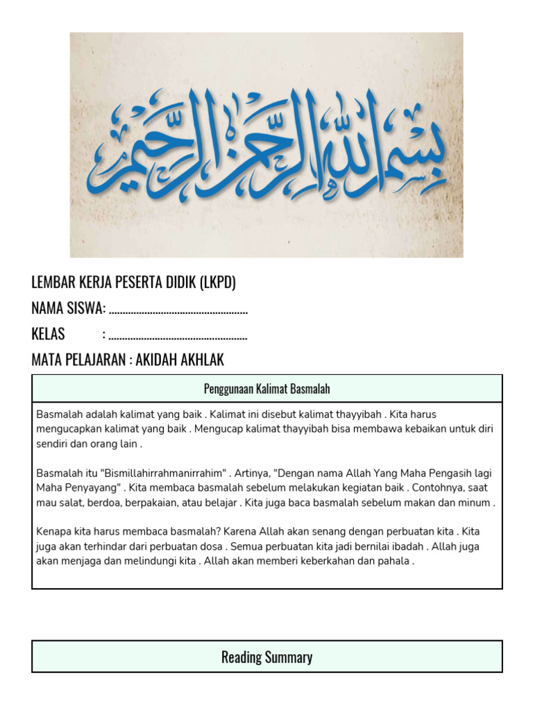 Pentingnya Membaca Basmalah dalam Kehidupan | PDF
