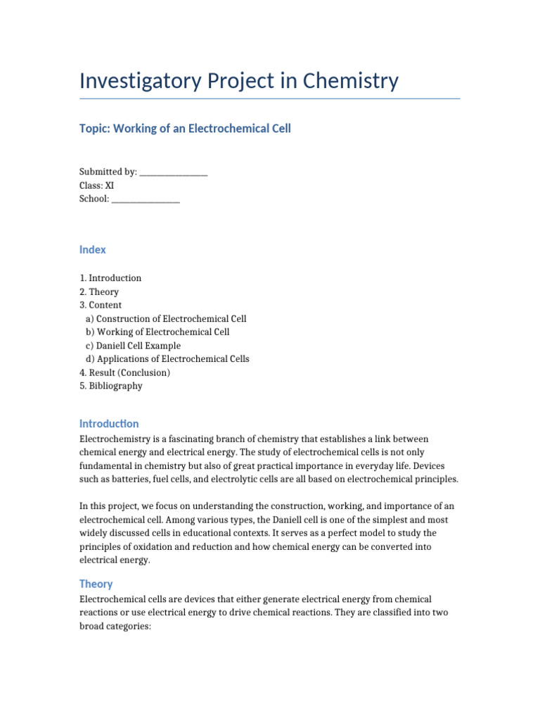Electrochemical Cell Project Expanded | PDF | Electrochemistry | Redox