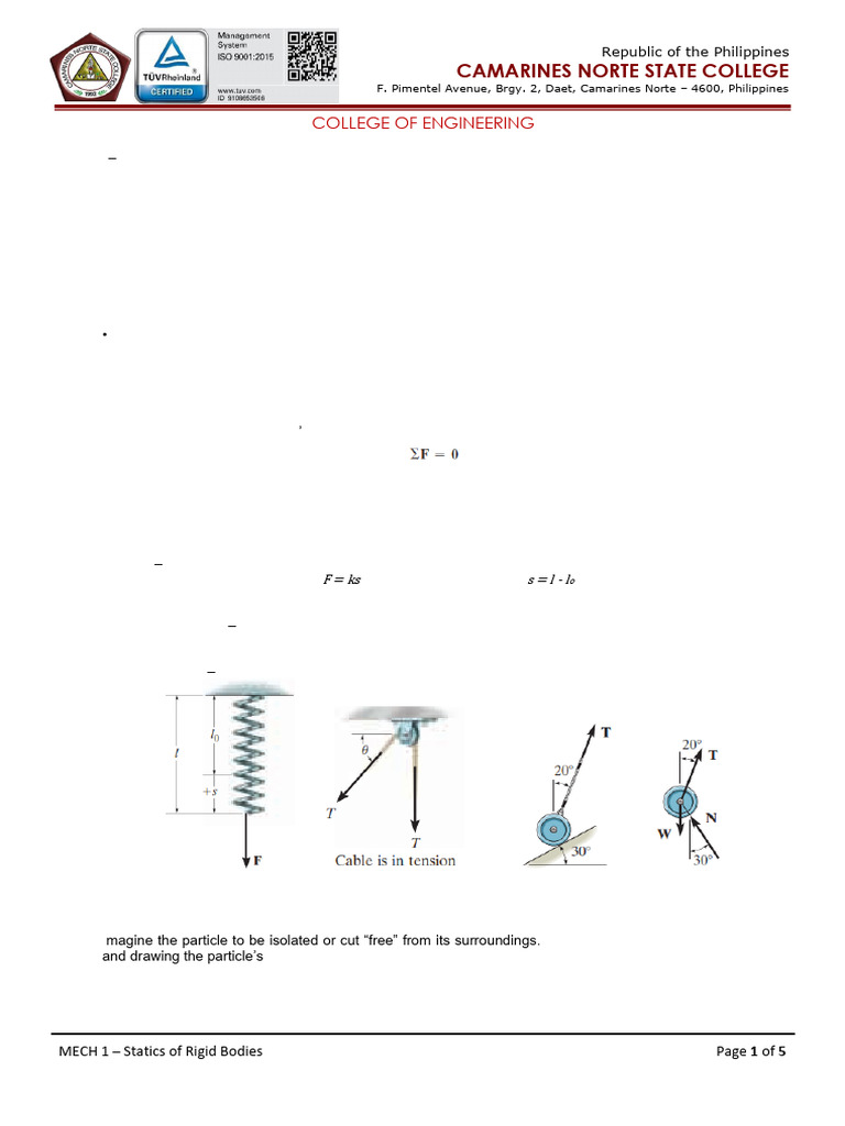 Statics - Equilibrium of A Particle | PDF | Force | Geometry