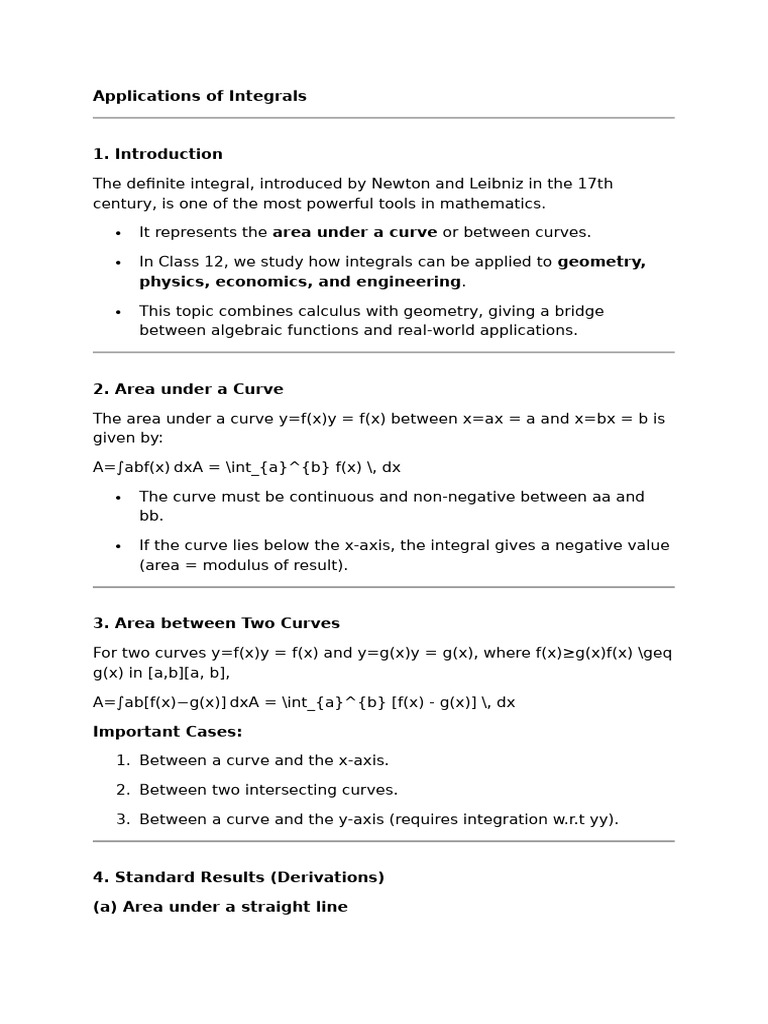 Applications of Integrals | PDF | Integral | Curve