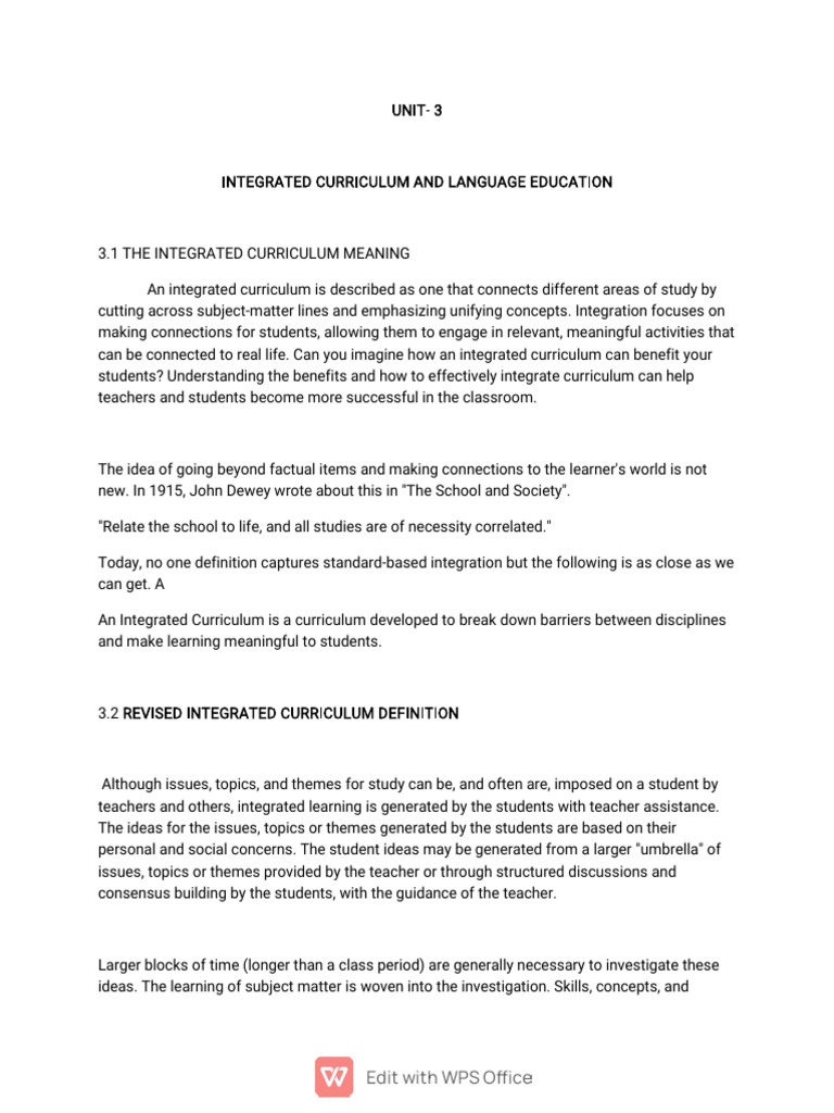Language Across Curriculum Unit 3 | PDF | Curriculum | Learning