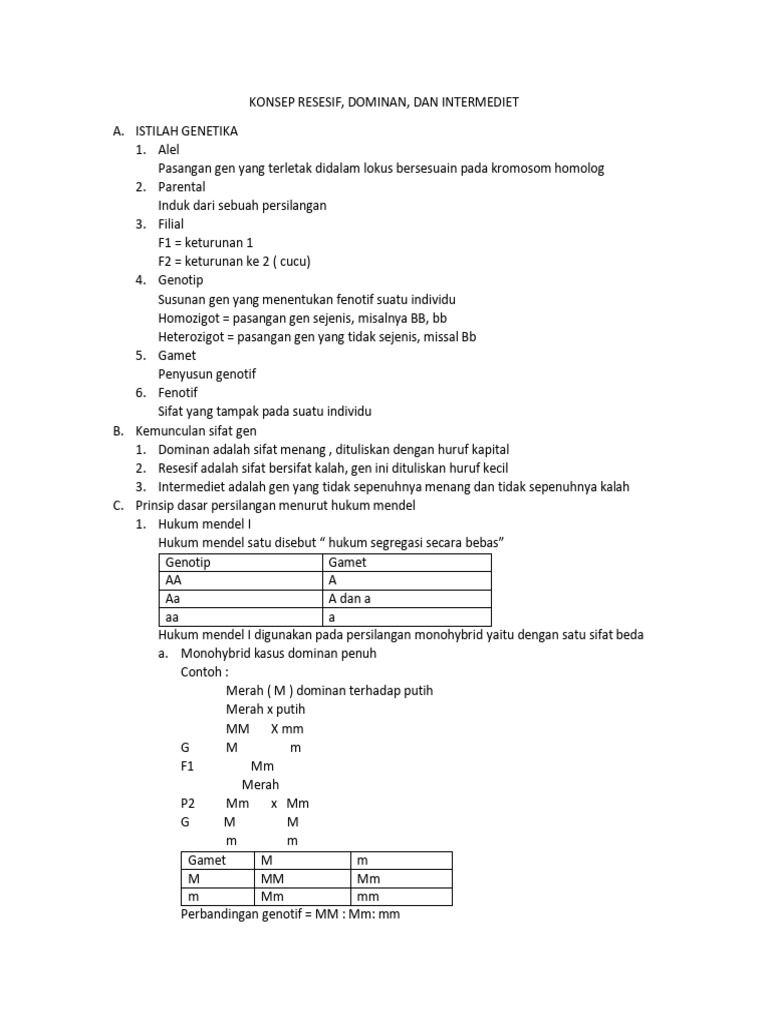 Genetika: Dominan, Resesif, Intermediet | PDF