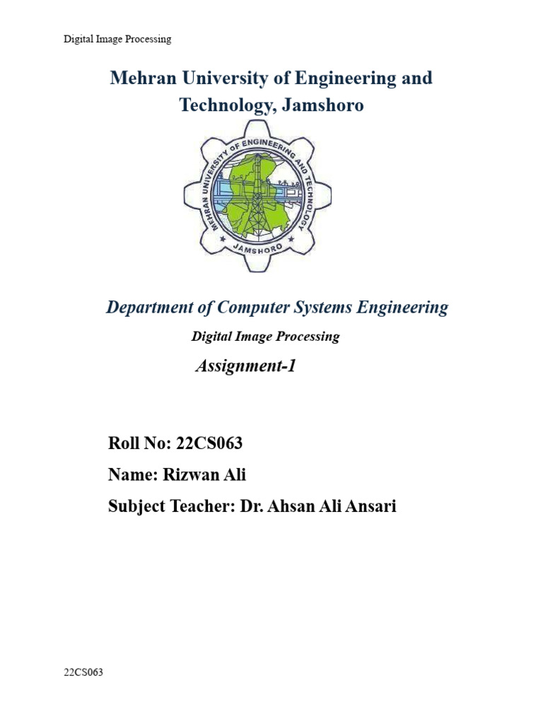 22CS063 DIP Assignment 1 | PDF | Camera | Camera Lens