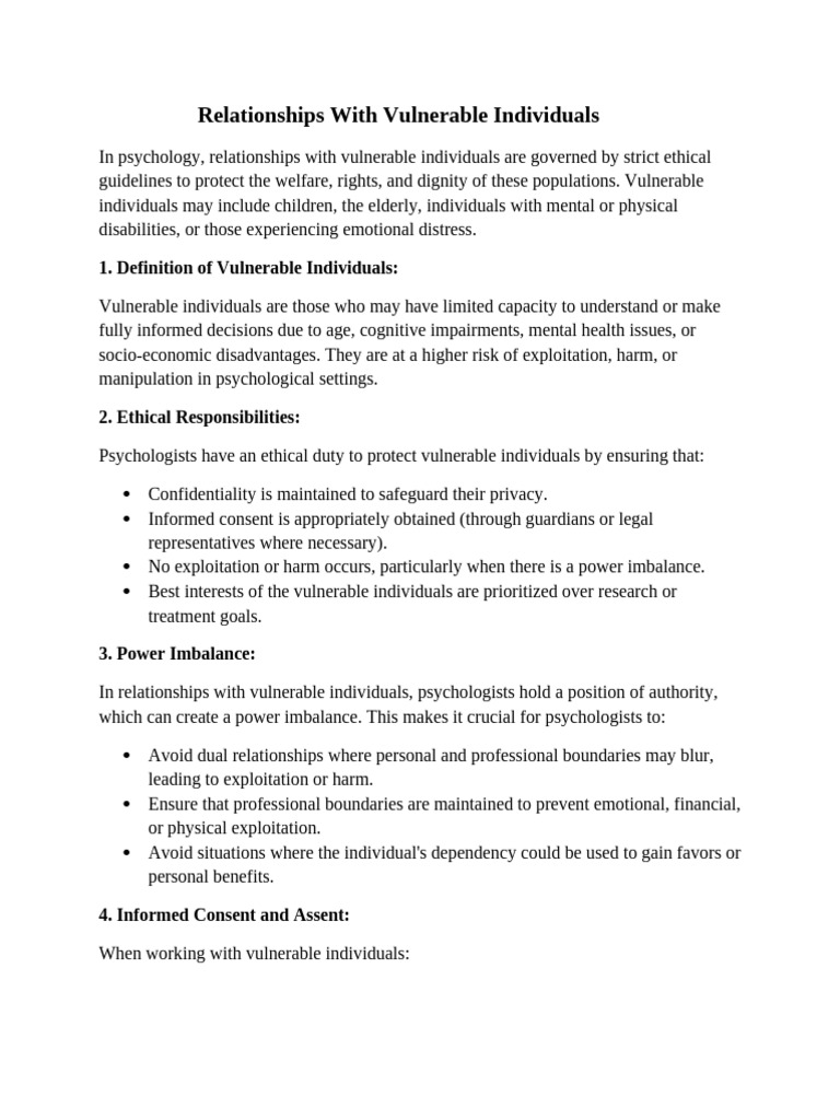 Ethical Guidelines for Vulnerable Individuals | PDF | Informed Consent ...