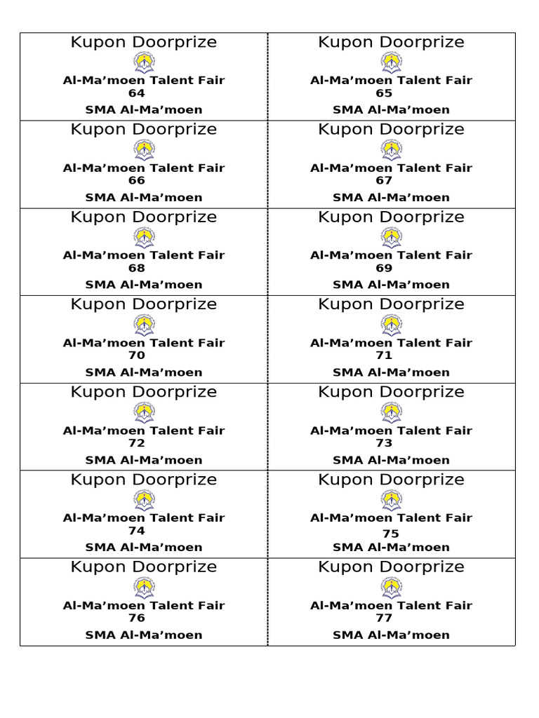Kupon Doorprize for Talent Fair | PDF