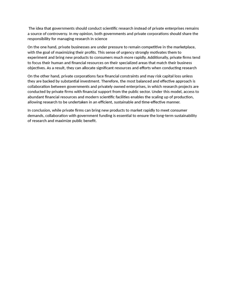 Government vs. Private Research Collaboration | PDF