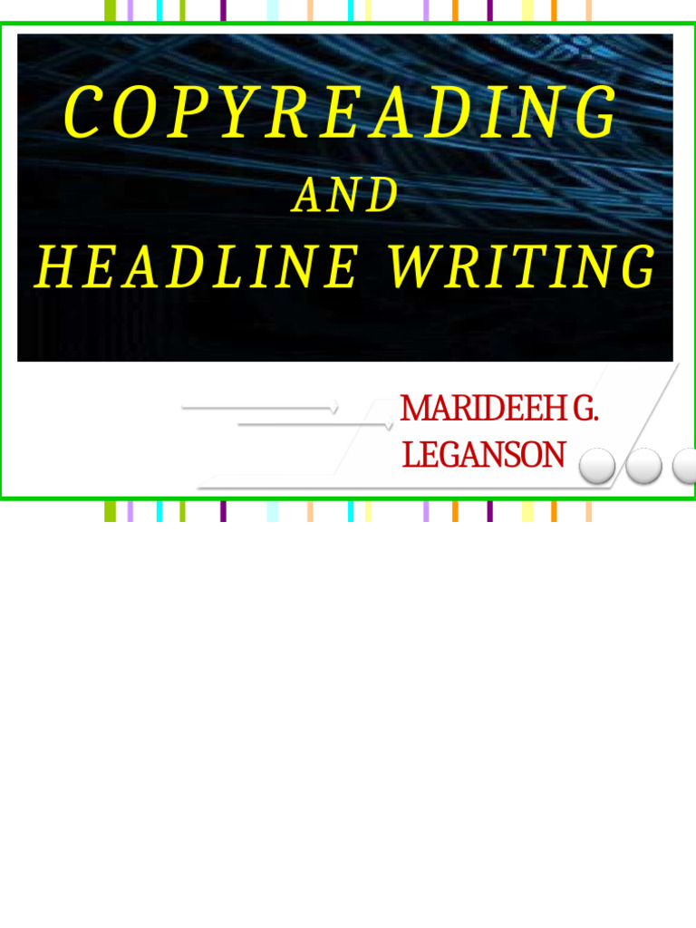 Copyreading and Headline Writing Guide | PDF | Publishing | Text
