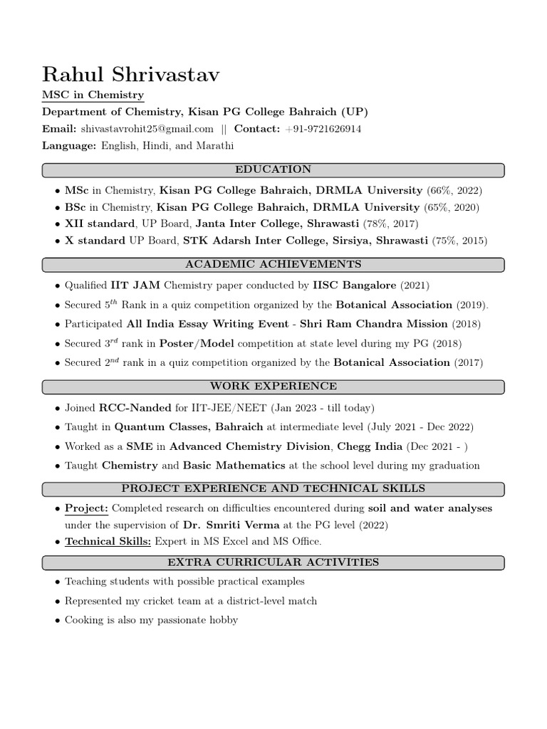 Resume Rahul Shrivastav-1 | PDF