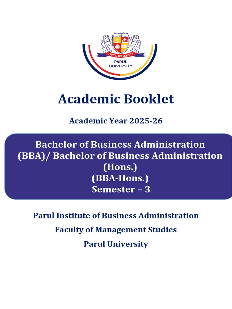 BBA SEM 3 2025-26 Orientation Booklet | PDF | Entrepreneurship | Leadership