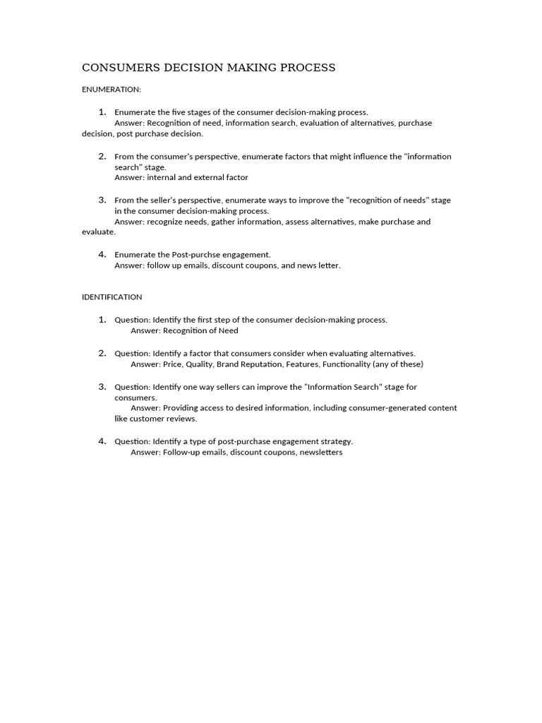 Consumers Decision Making Process | PDF