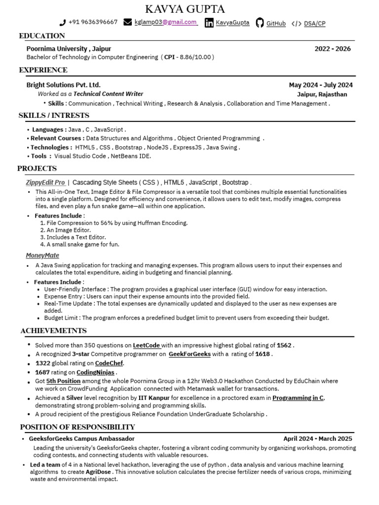 Kavya Gupta Latest.pdf (1) | PDF | Data Compression | Computer Programming