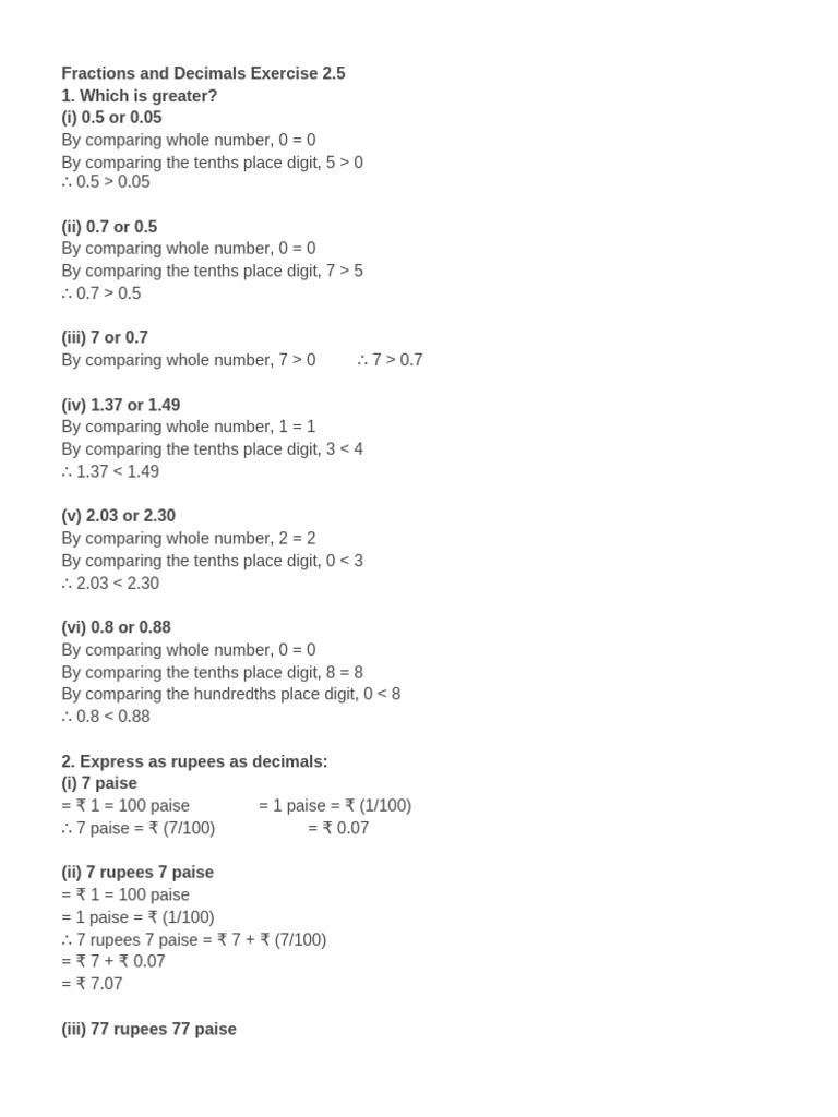 Fractions and Decimals Exercise 2 | PDF | Numbers | Algebra