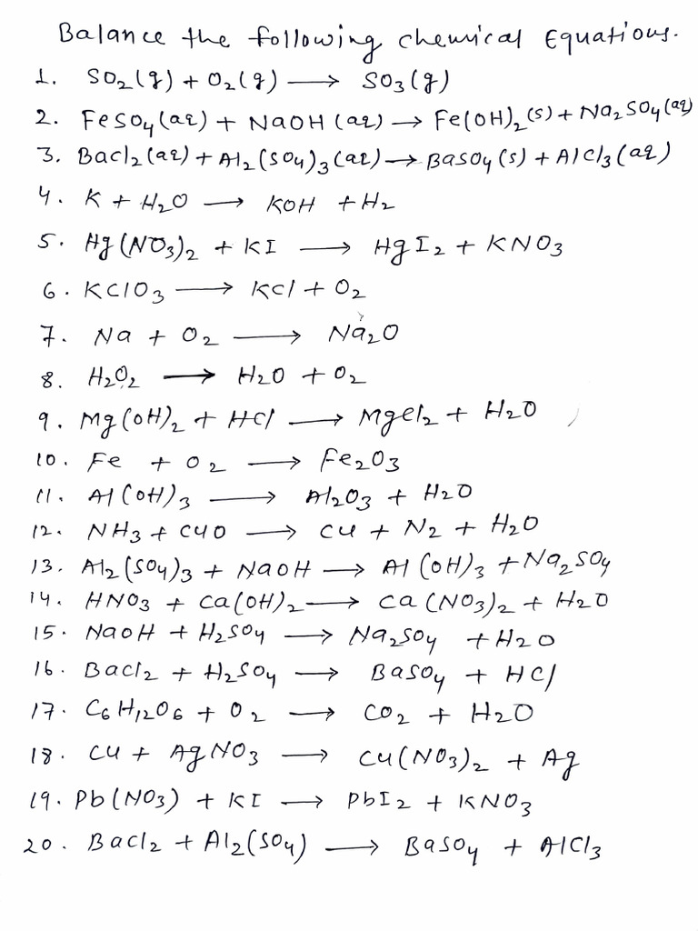 Chemical Reaction Balancing Guide | PDF