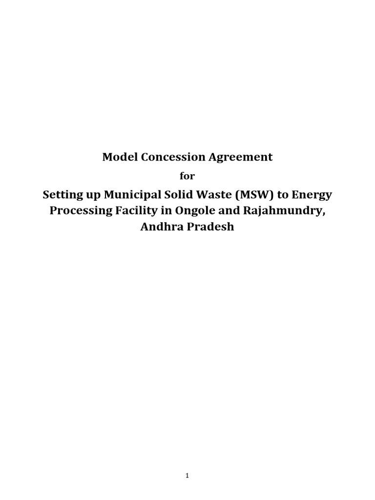 WtE Model Concession Agreement | PDF | Municipal Solid Waste | Concession (Contract)