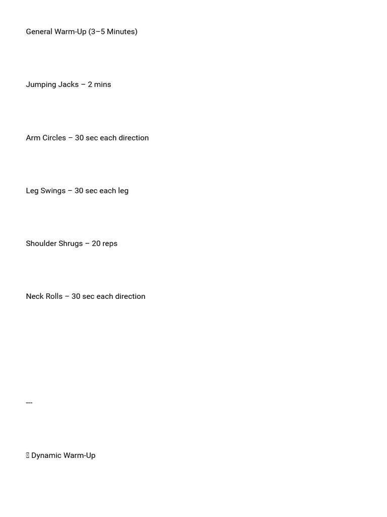 Warm Up Stretch | PDF