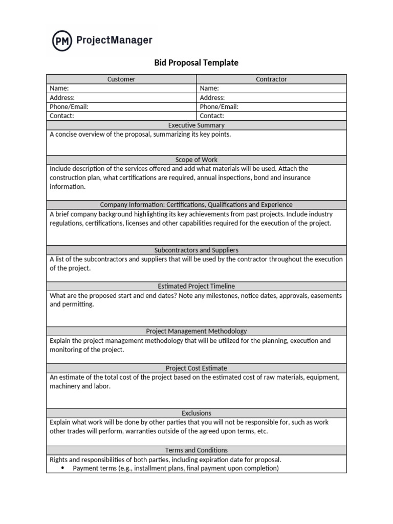 Bid Proposal Template ProjectManager WLNK-FD-1 | PDF | Business Law | Private Law
