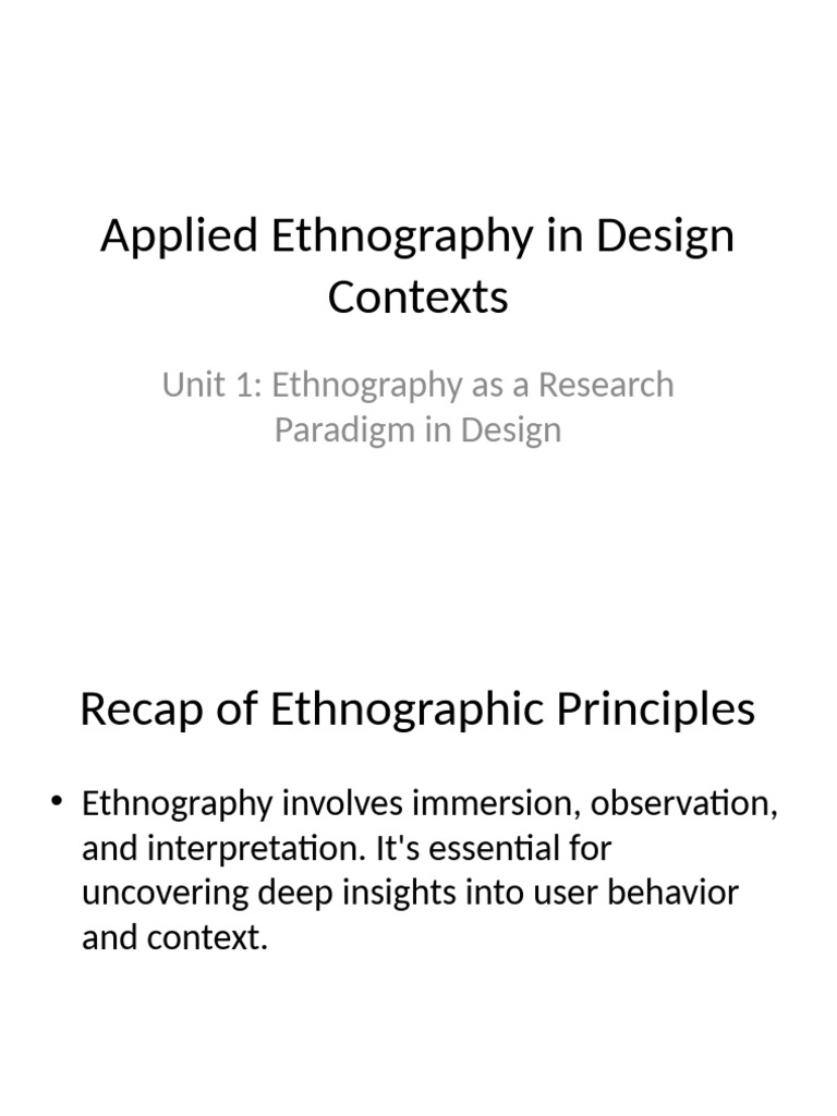Ethnography Detailed Part2 | PDF | Ethnography | Field Research