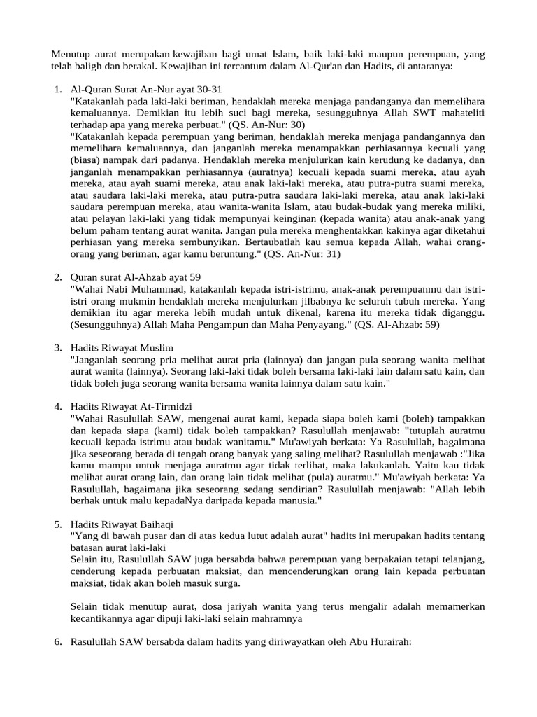 Kewajiban Menutup Aurat bagi Wanita | PDF