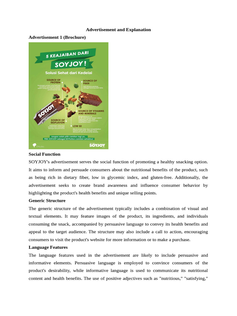 Effective Advertising Strategies for SOYJOY | PDF | Advertising ...
