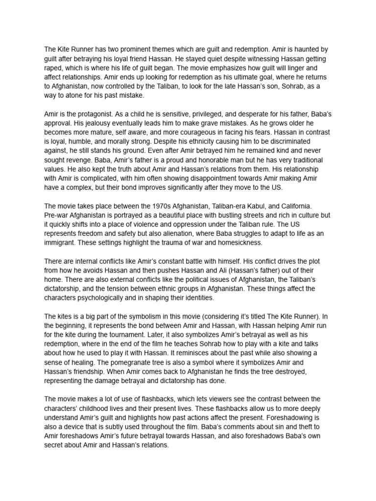 Kite Runner Movie Analysis | PDF