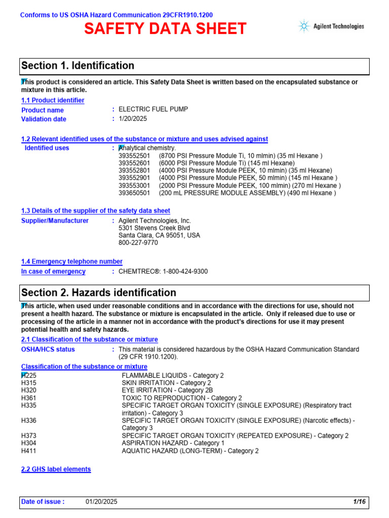 UN3363 Safety Data Sheet Summary | PDF | Dangerous Goods | Toxicity