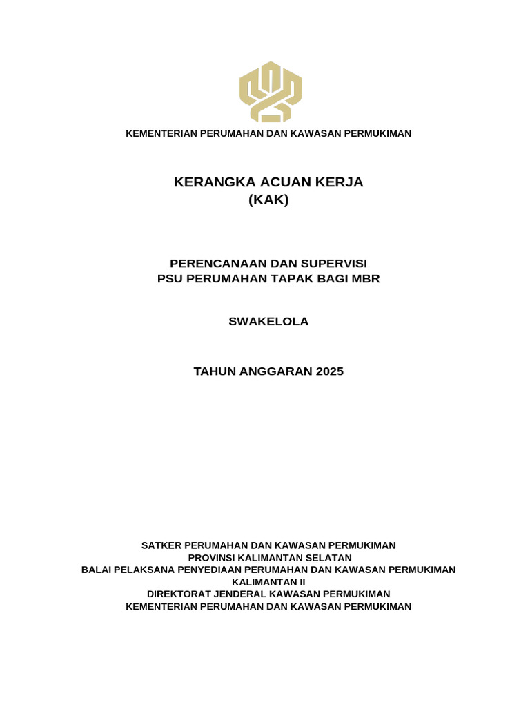 Perencanaan PSU Perumahan MBR 2025 | PDF