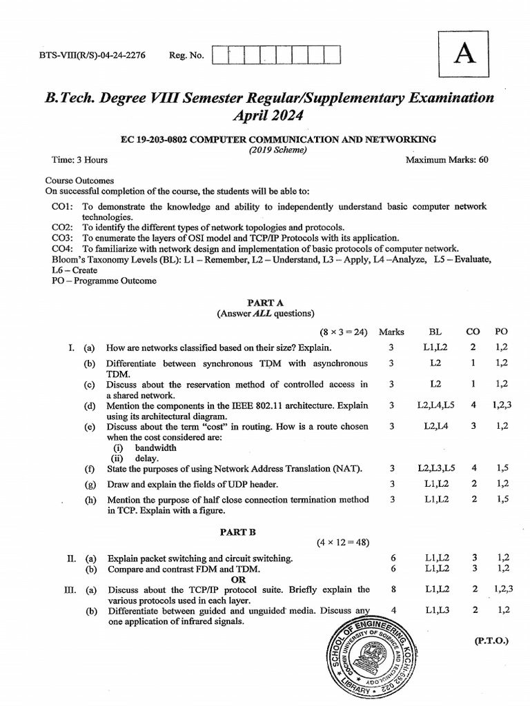 Computer Communiction and Networking 2024 April (2019 Ad.) | PDF