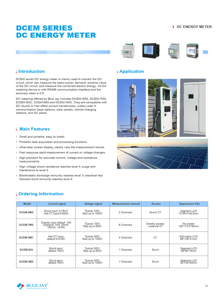 DCEM Series DC Energy Meters Overview | PDF | Direct Current | Voltage