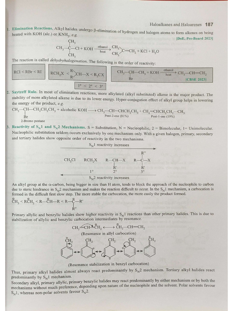Organic Chemistry Imp. Pyq With Answers Class 12 | PDF