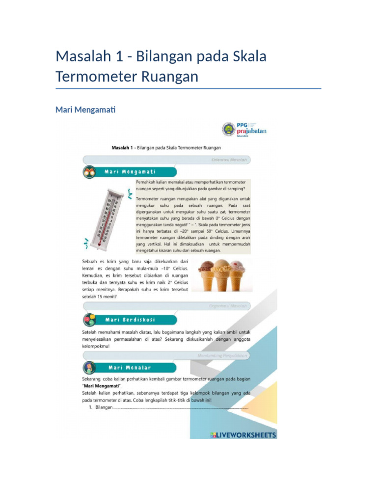 Termometer Ruangan dan Bilangan Bulat | PDF