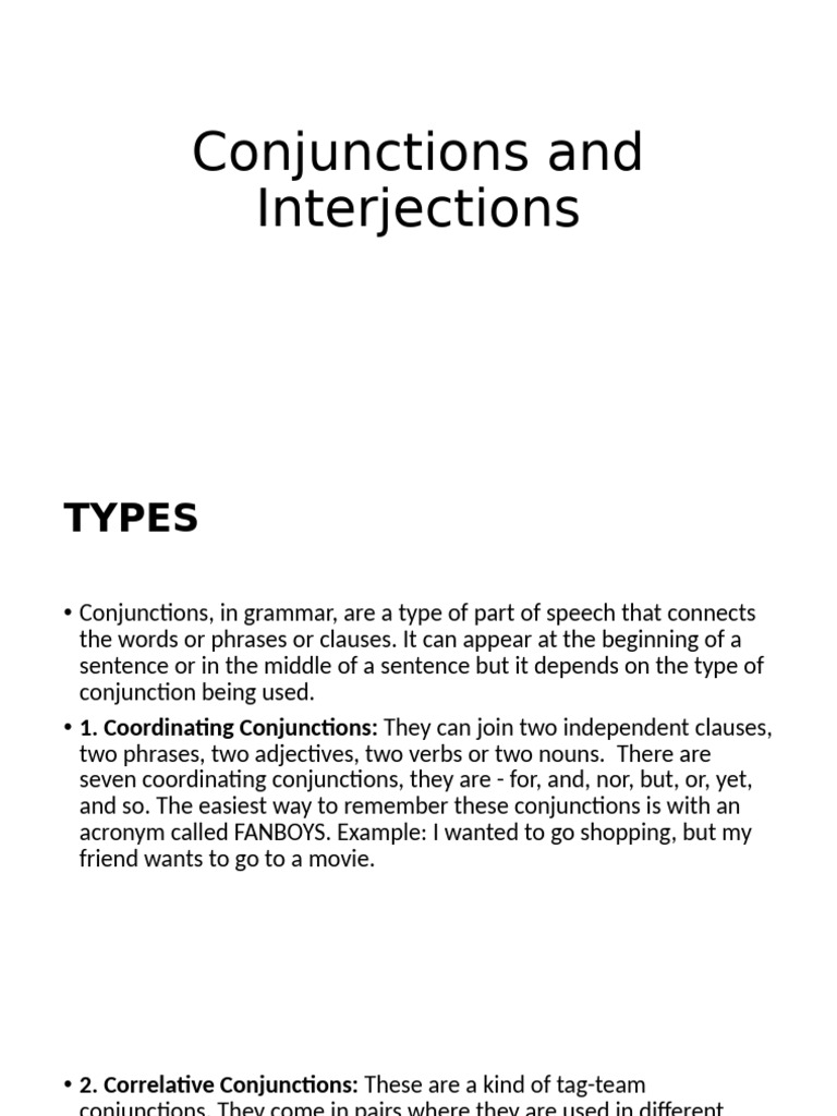Conjunctions and Interjections | PDF