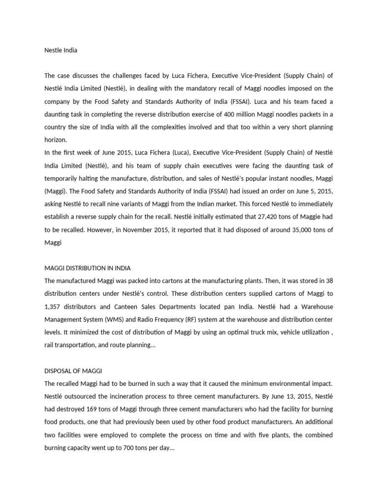 Case Study Nestle India | PDF
