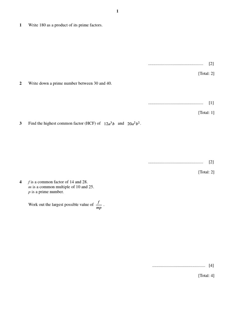 Prime Factorization and Common Factors | PDF | Discrete Mathematics ...