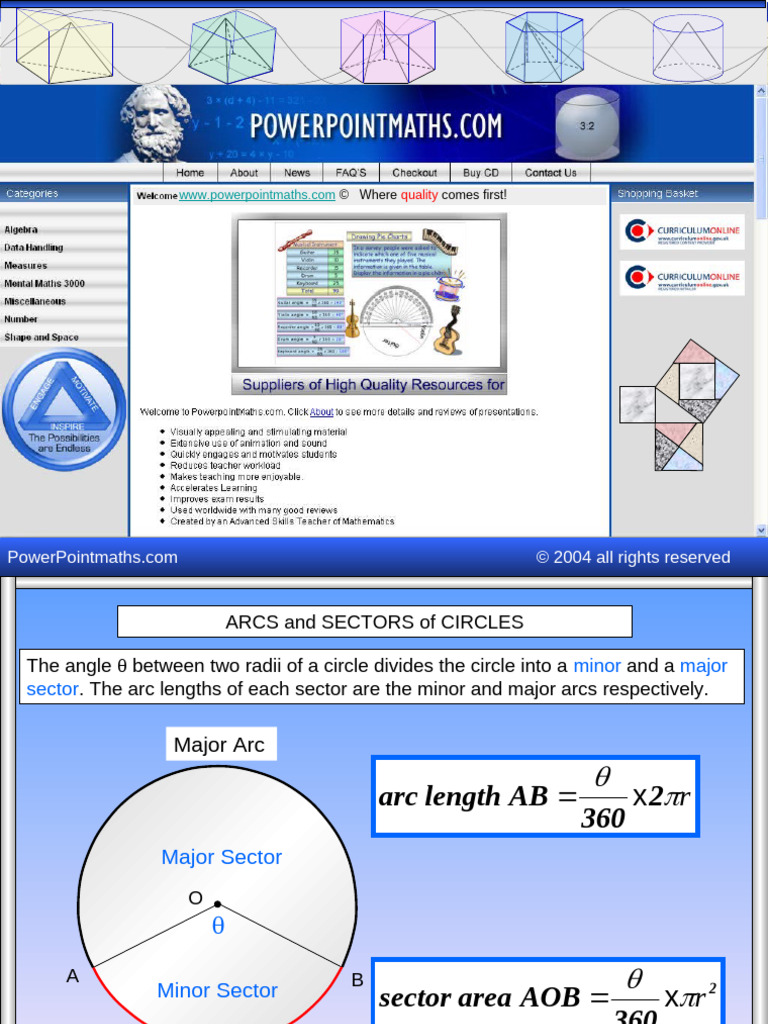 Arc Length and Sector Area Calculations | PDF | Area | Pi