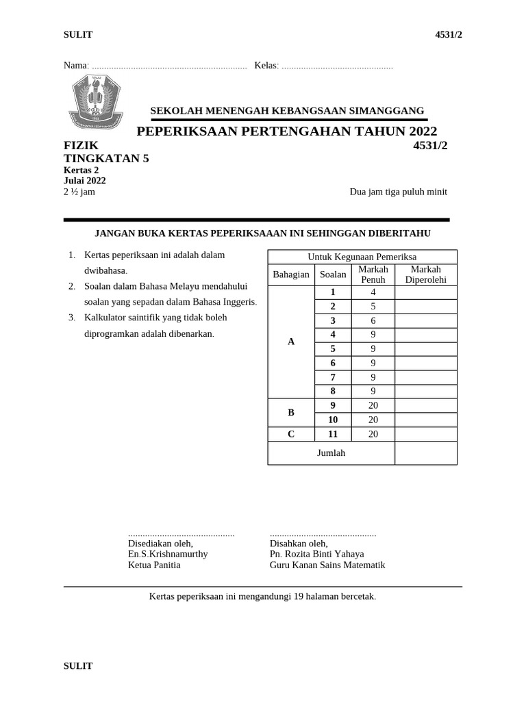 T5 Fizik K2 2022 | PDF