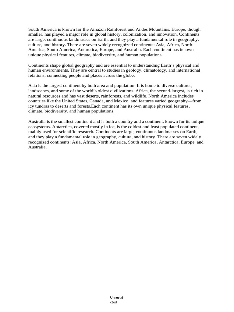 Document2 Continents Note | PDF