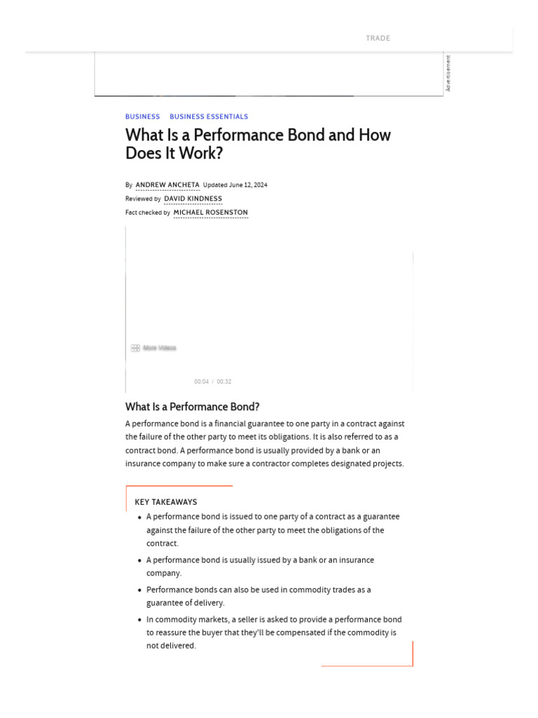 Understanding Performance Bonds | PDF | Surety | Bonds (Finance)