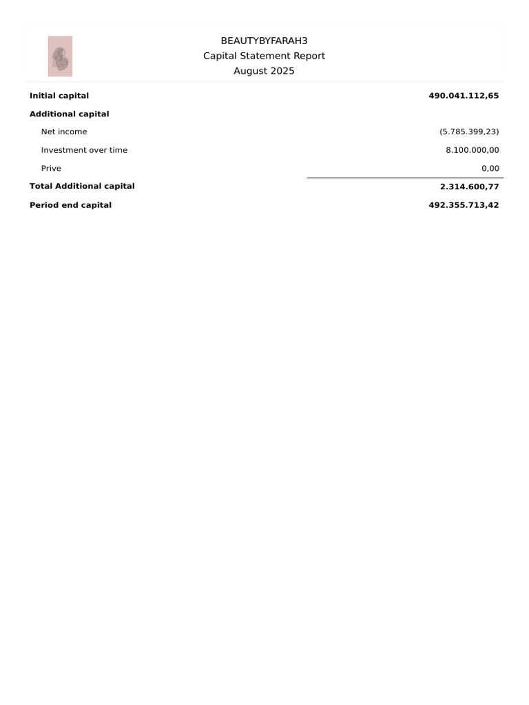 Capital Statement-2025-08 | PDF