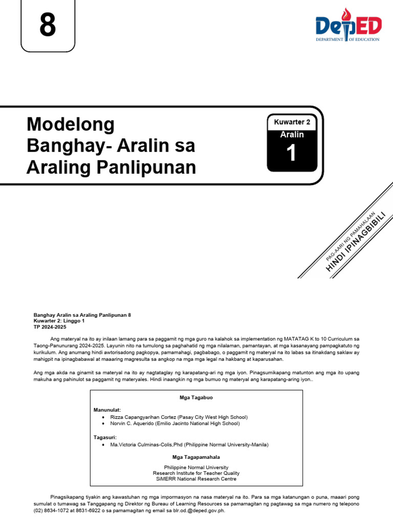 Q2 LE AP8 Lesson1 Week1 | PDF