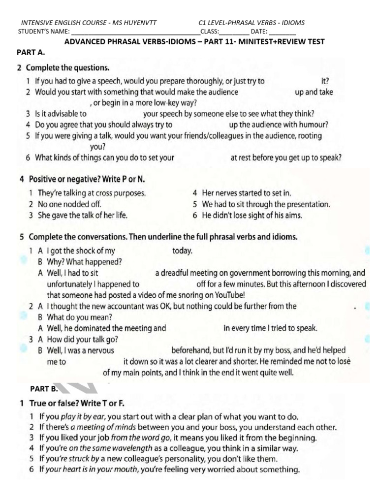 C1 English Course: Phrasal Verbs & Idioms | PDF