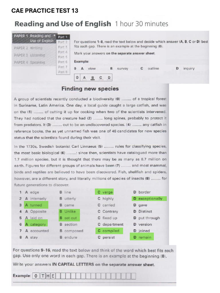 CAE Practice Test 13 Answers | PDF