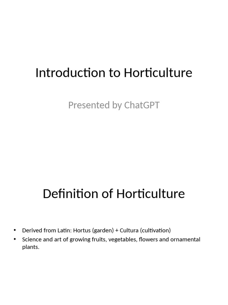 Introduction To Horticulture | PDF